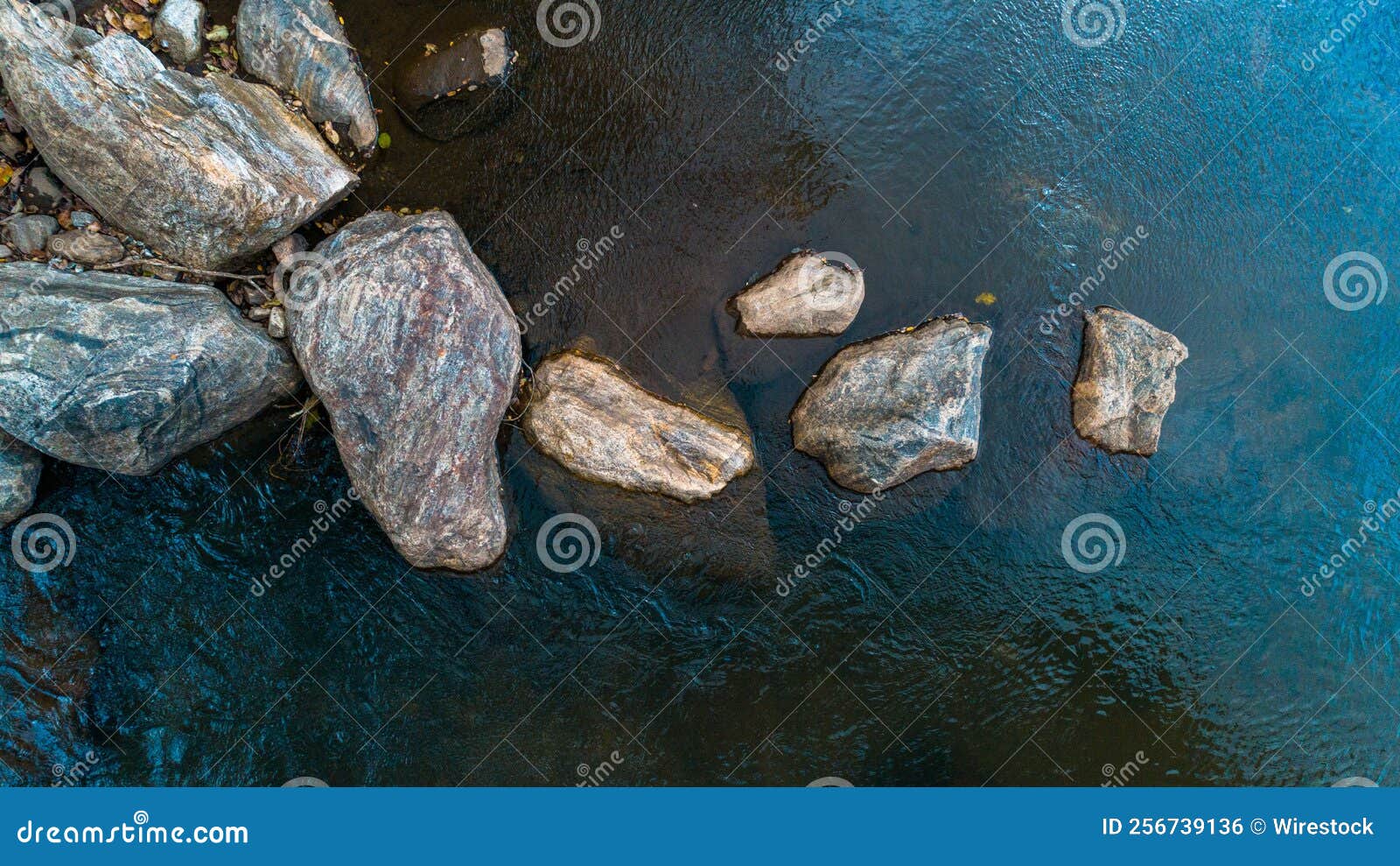 Aerial View of a River Stream Passing through Rocks Stock Photo - Image ...