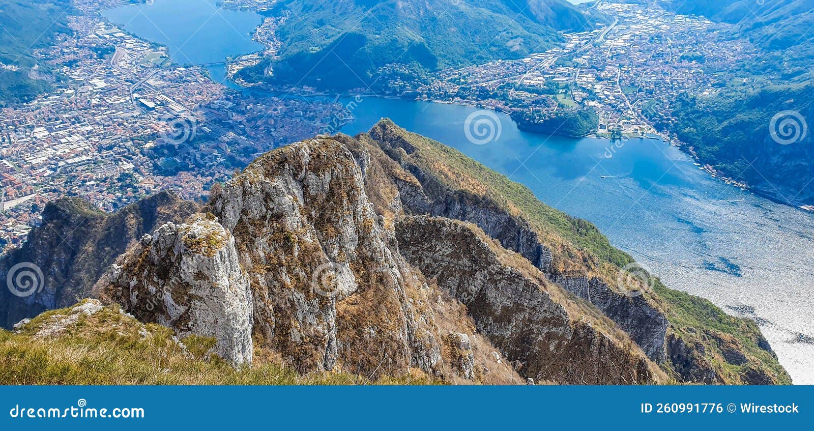 Aerial View of the Riverside City Surrounded by Rocks Stock Photo ...