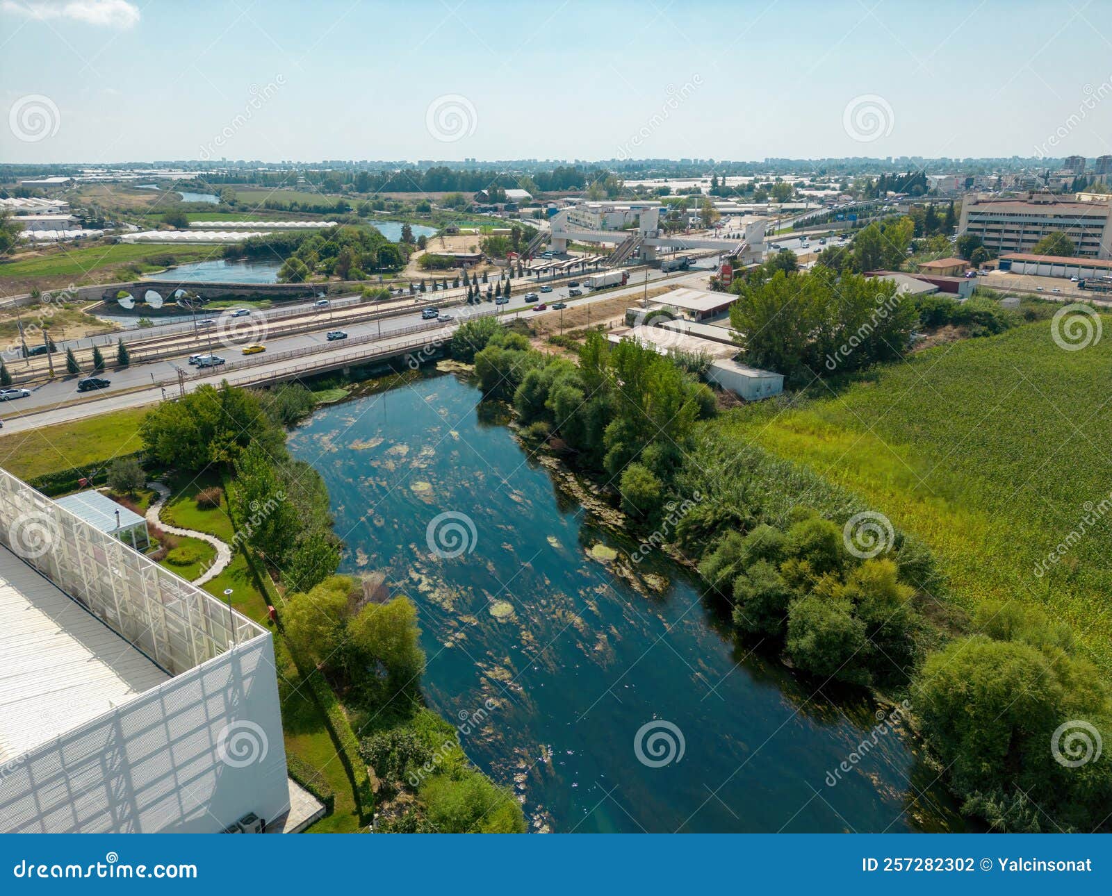 Aerial View of Riverside Highway on a Sunny Day Stock Photo - Image of ...
