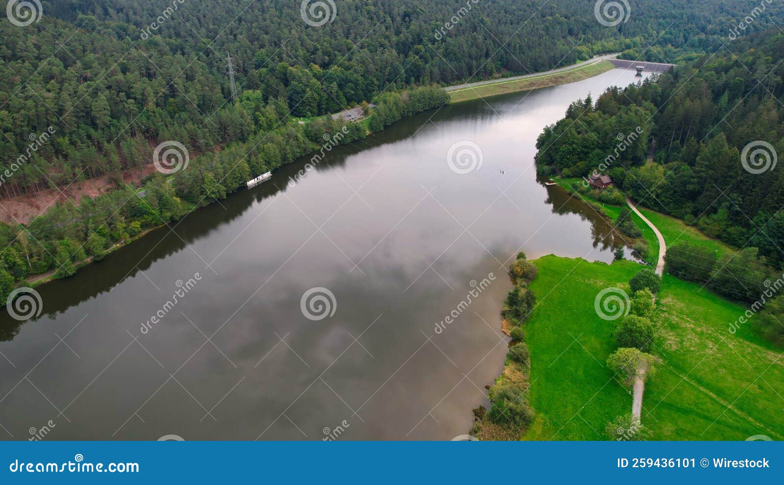 Aerial View of the Riverside Surrounded by Trees Stock Image - Image of ...