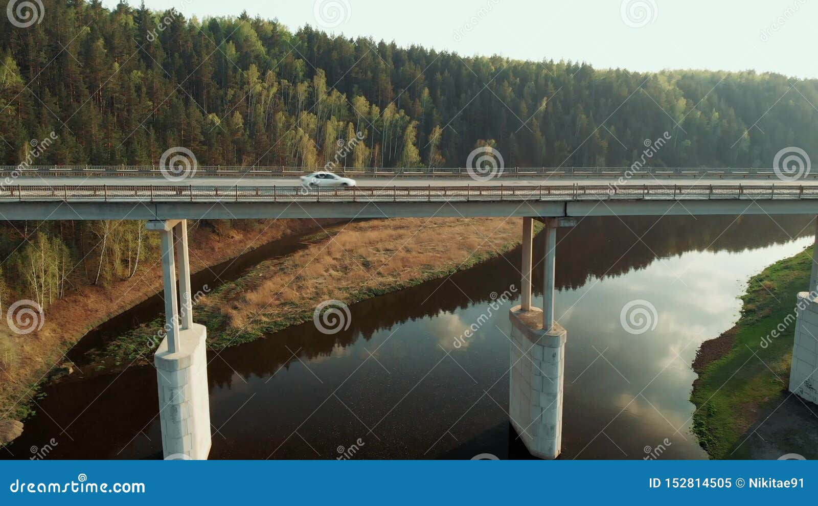 Aerial View of Road Bridge Across River. Stock Video - Video of cars ...
