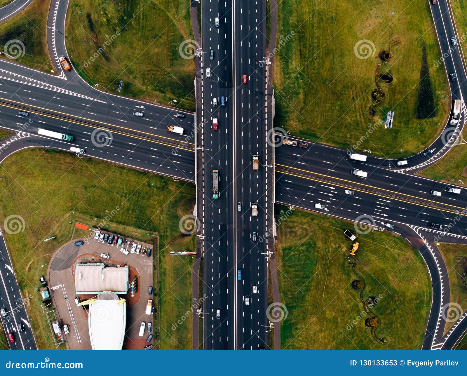 Aerial View Road Car Highway Junction Stock Image - Image of movement ...