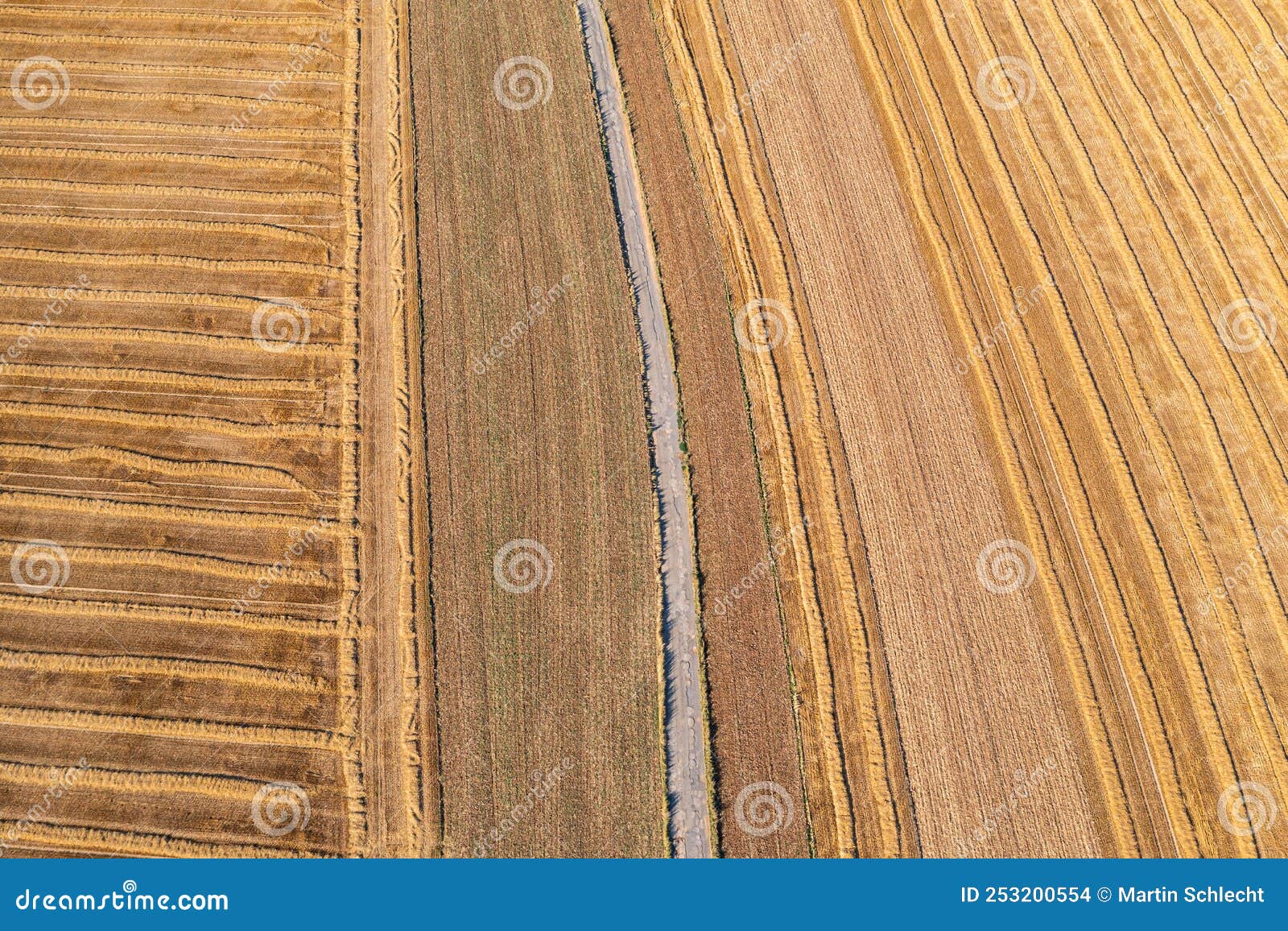 Aerial View of a Road and Empty Fields Stock Photo - Image of lines ...