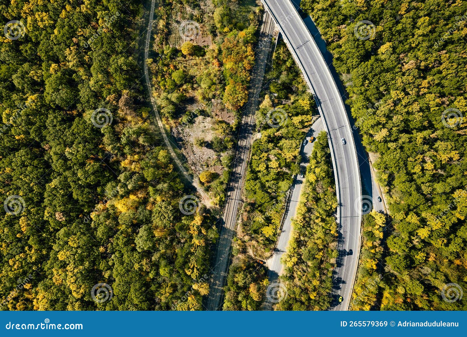 Aerial View of Road in Forest Stock Image - Image of hill, railway ...