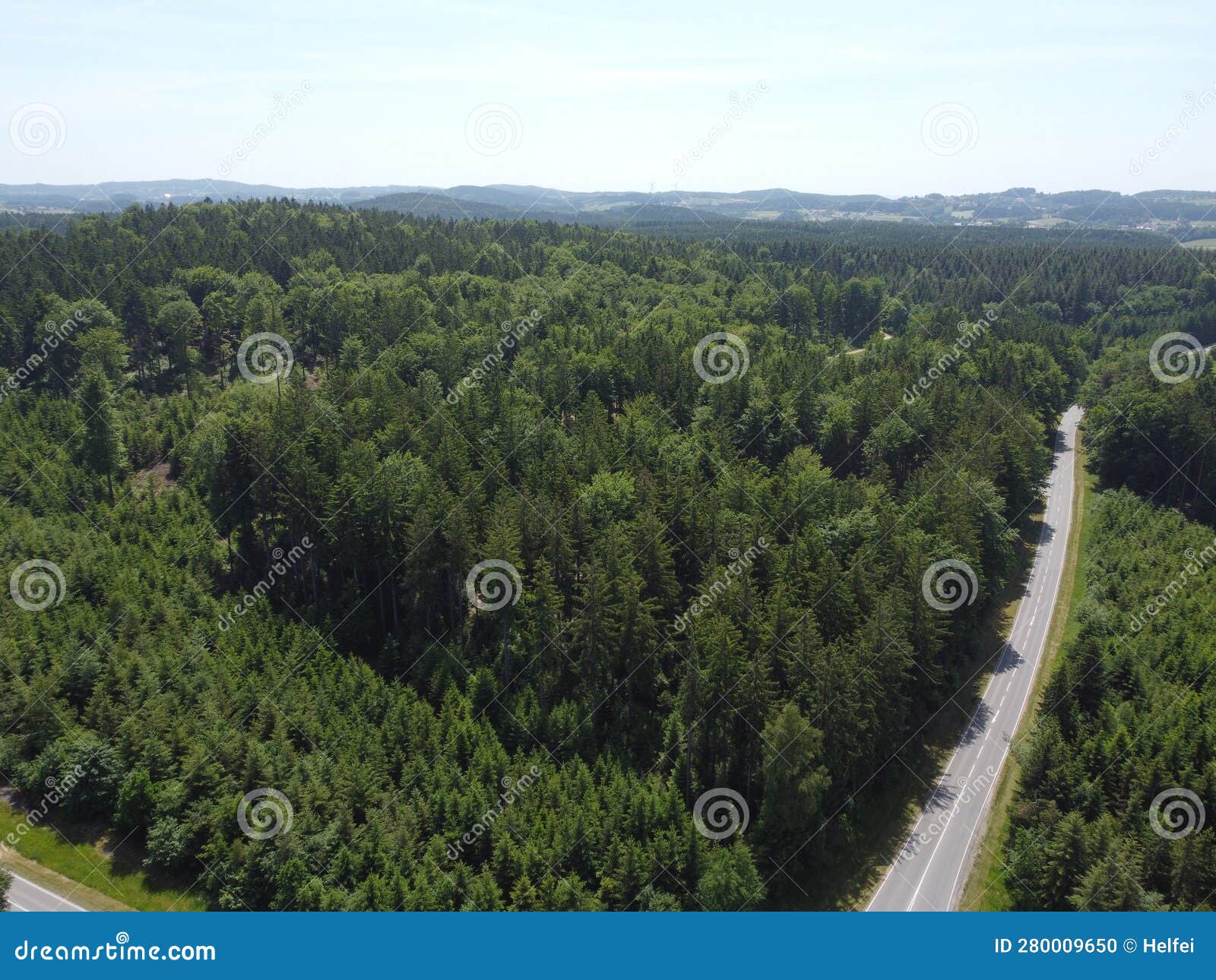 Aerial View of the Road in the Forest. Drone Photography Stock Photo ...