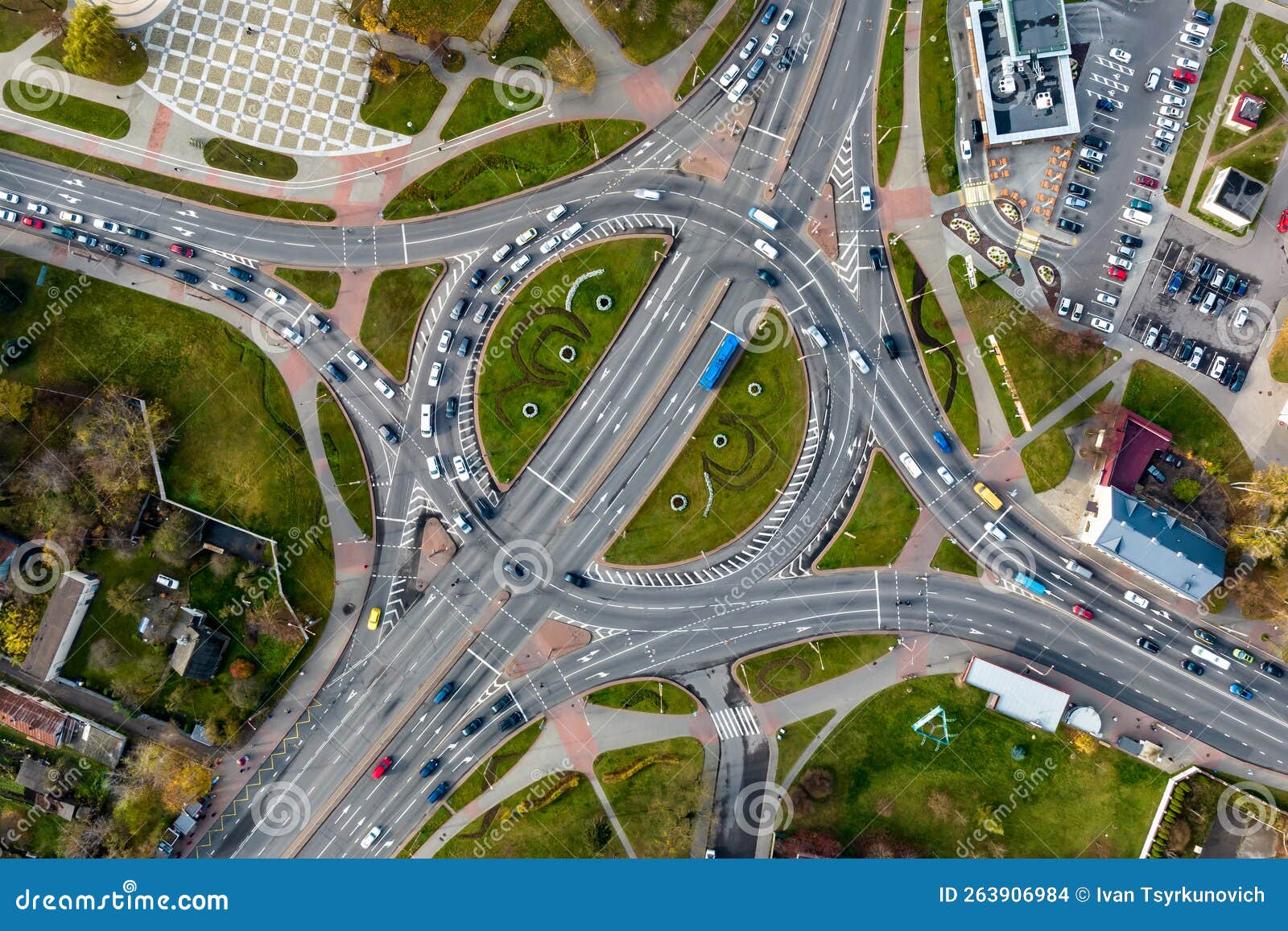 Aerial View of Road Interchange or Highway Intersection. Junction ...