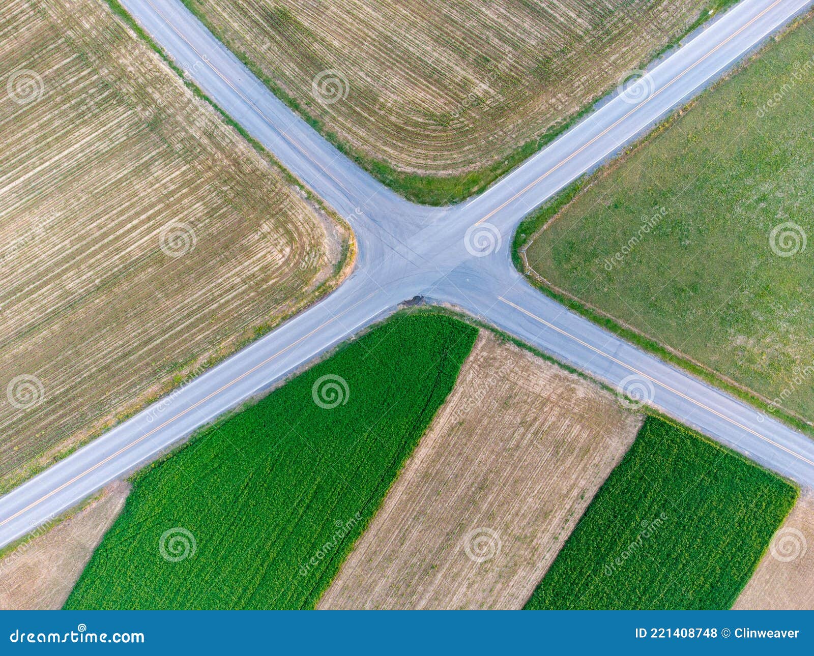 Aerial Road Intersection stock photo. Image of blacktop - 221408748