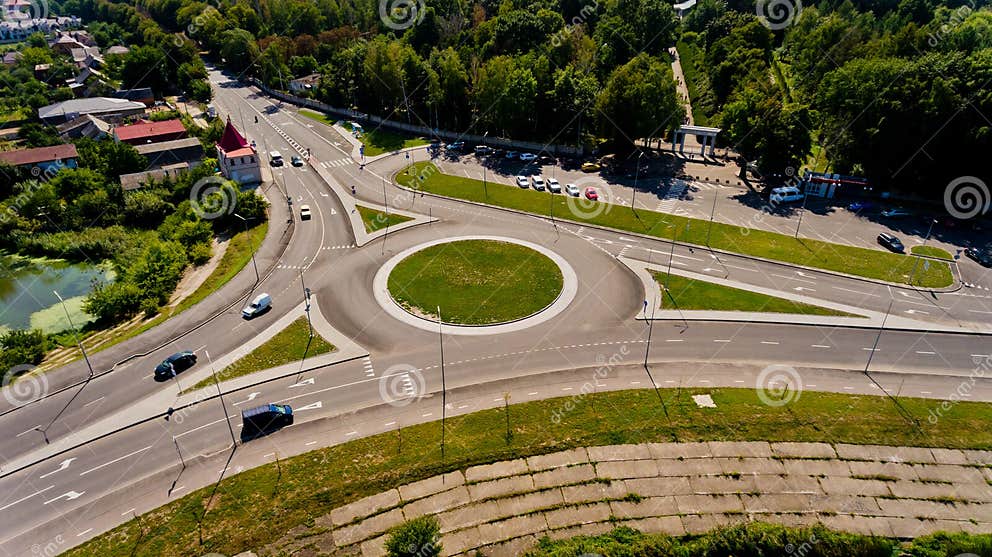 Aerial View of the Road Junction. Stock Image - Image of traffic, city ...
