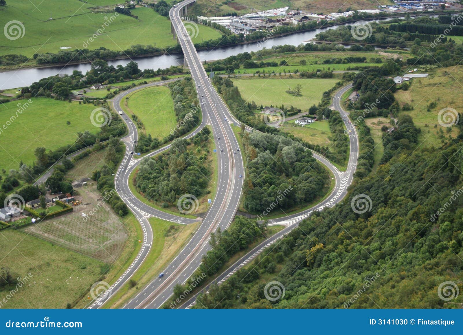 Aerial View of Road Junction Stock Photo - Image of countryside ...
