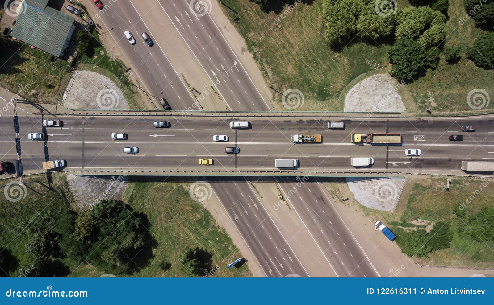 Top Down Aerial View of Transportation Highway Overpass, Ringway ...