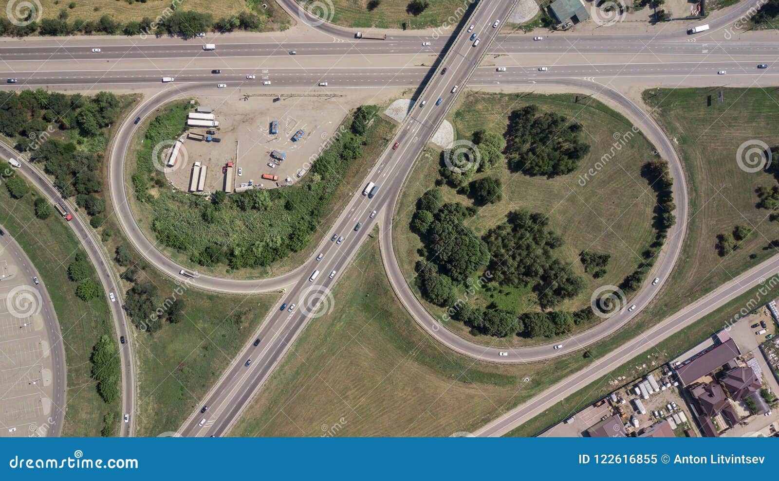 Top Down Aerial View of Transportation Highway Overpass, Ringway ...