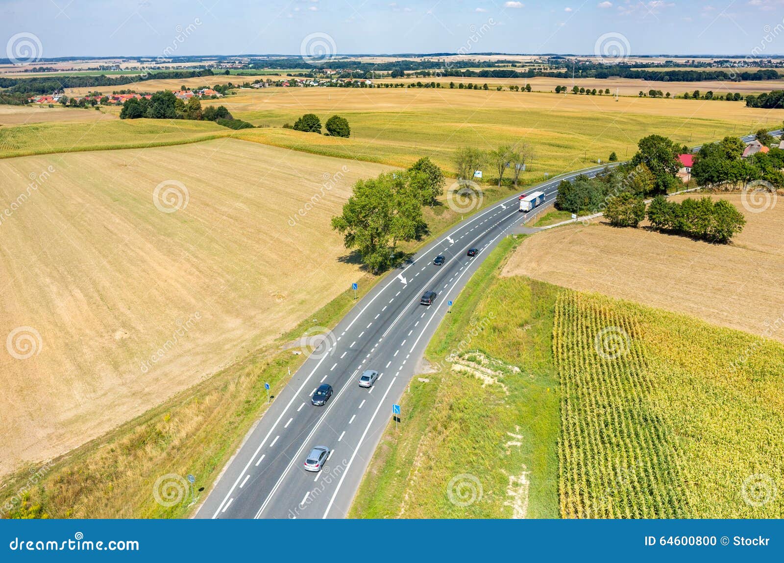 Aerial view on the road stock photo. Image of forest - 64600800