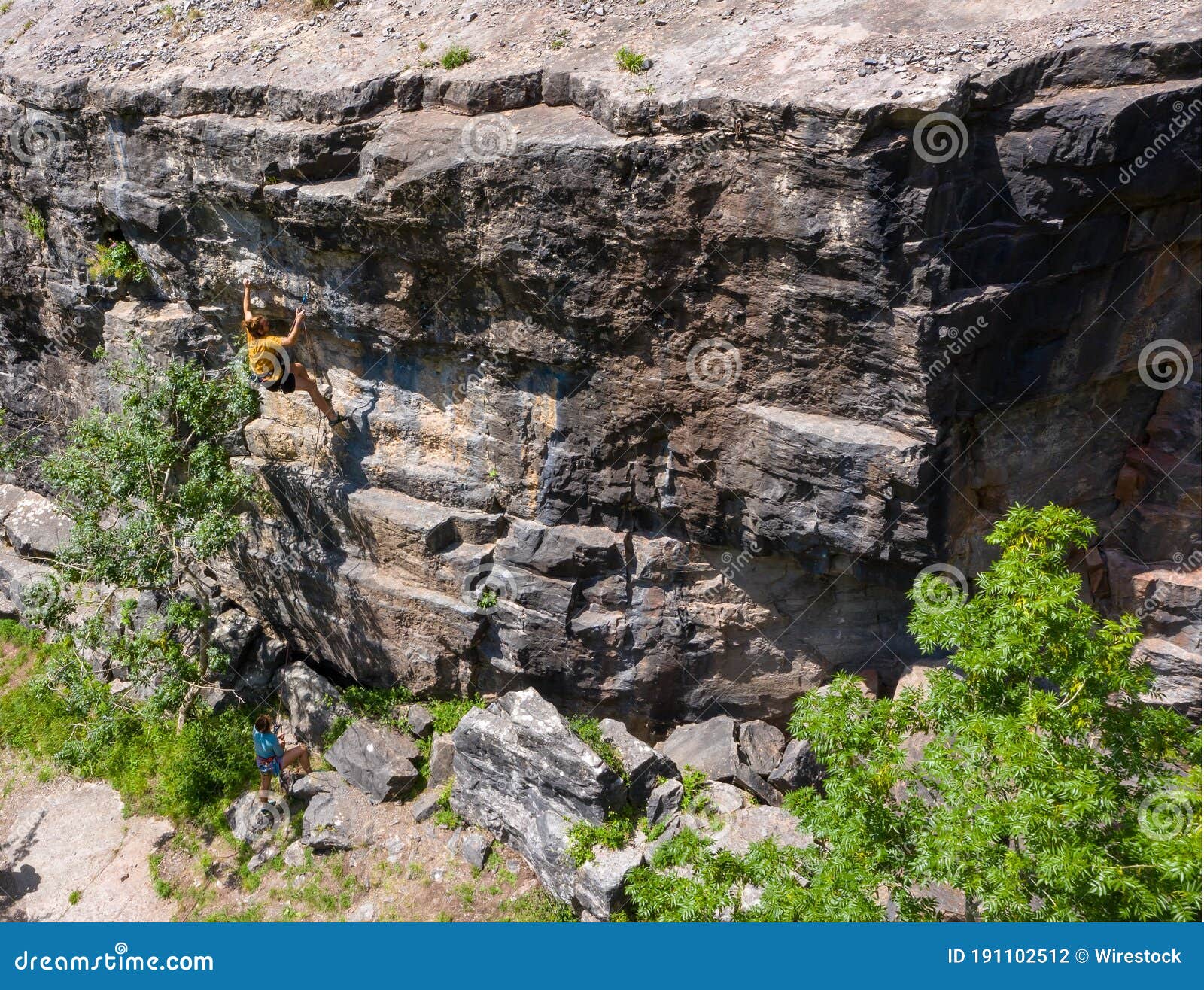 Aerial View of a Rock Climber at Cheddar Gorge Stock Photo - Image of ...