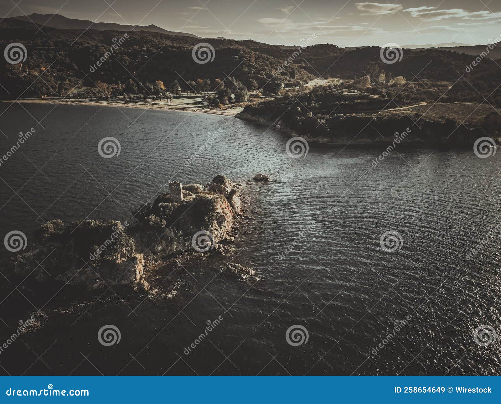 Aerial View of Rocky Cliffs in a Water Stock Image - Image of aerial ...