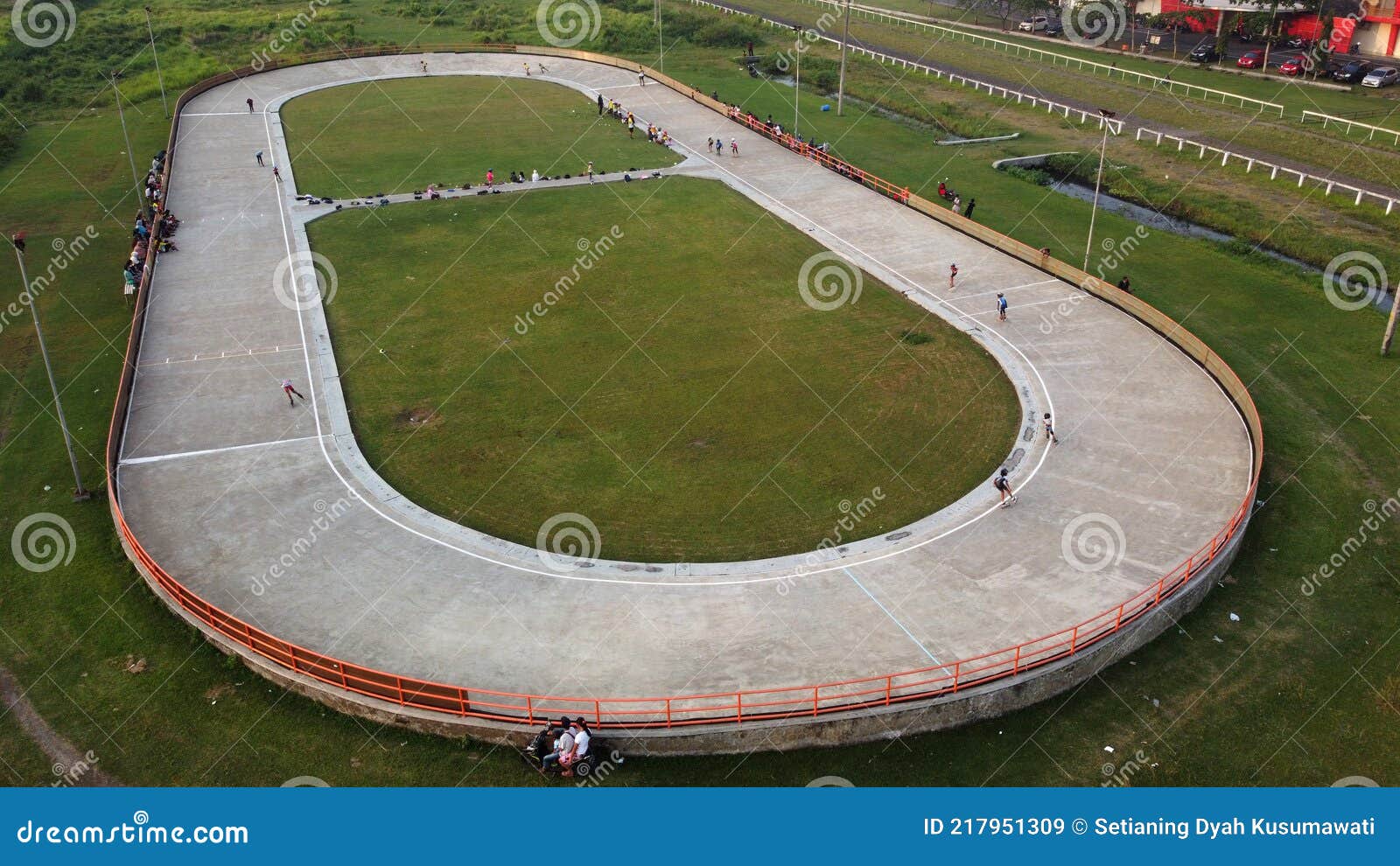 Aerial View of Roller Skate Rink. the Children are Practicing Roller ...