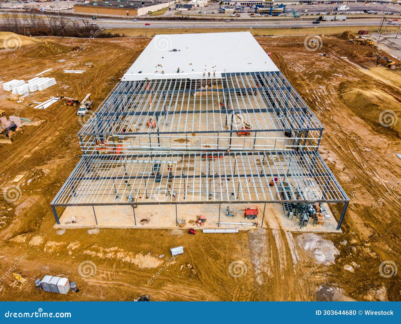 Aerial View of Roofing Material at Warehouse Construction Site Stock ...