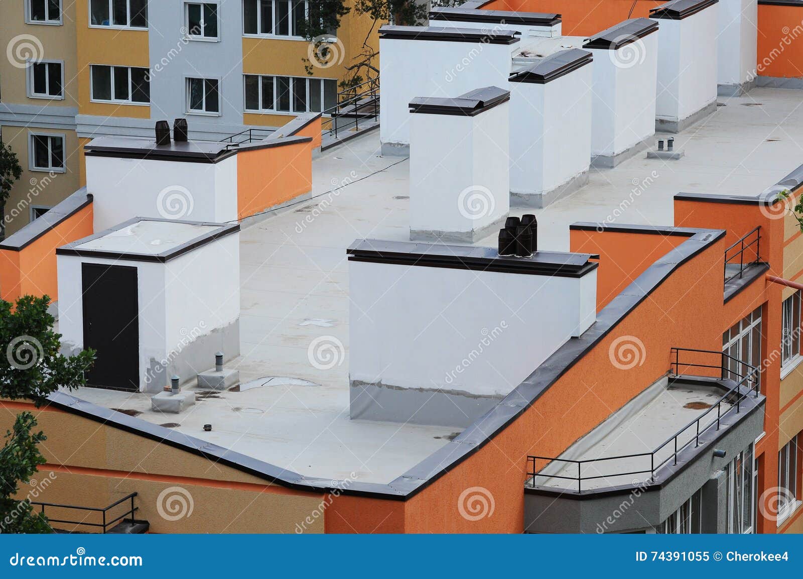 Aerial View at Roofs Modern Office Buildings Stock Image - Image of ...