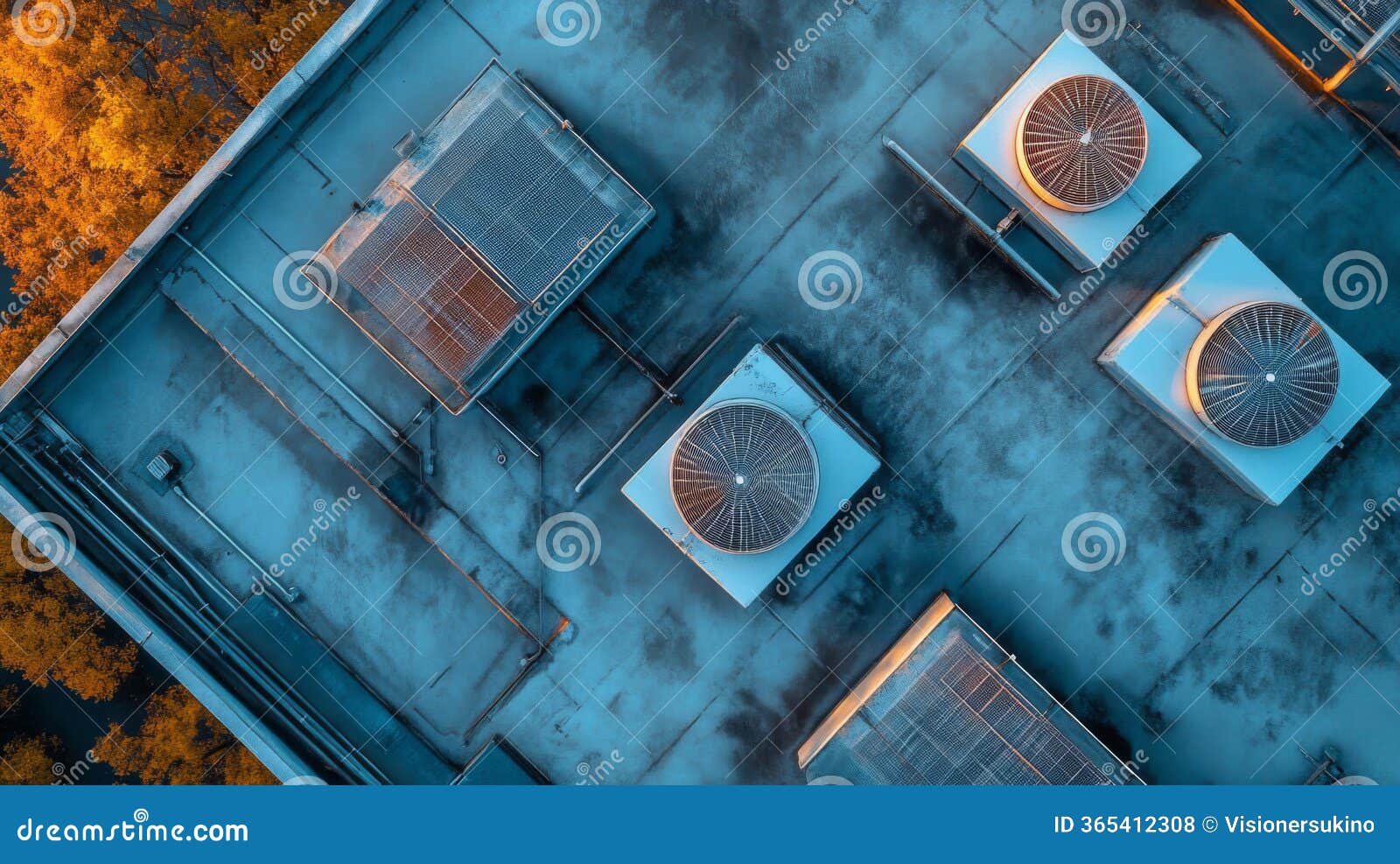 Rooftop Air Conditioning Units Under Sunny Sky. AI Generated Stock ...