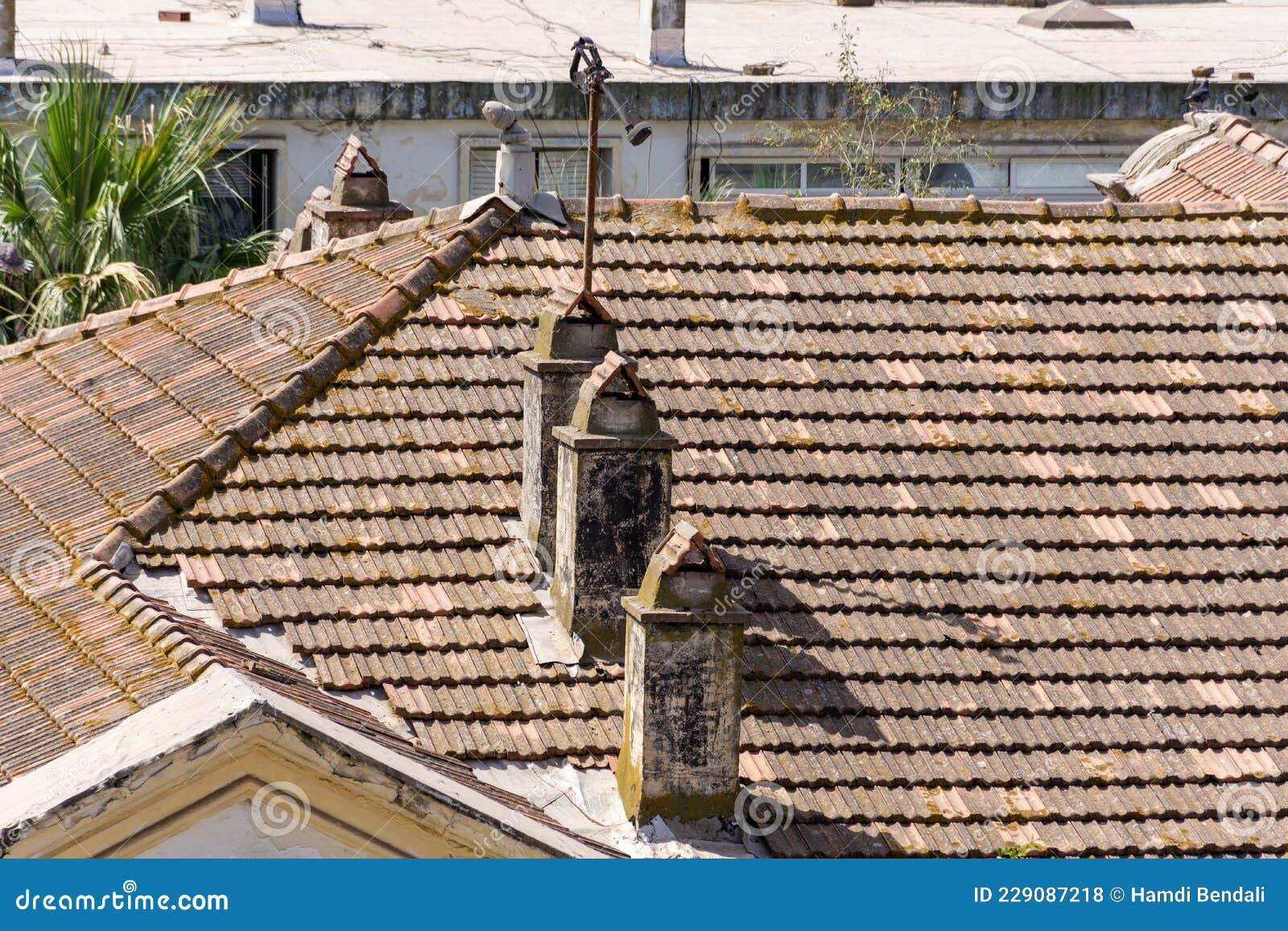 Aerial View of Rooftop Chimneys. Stock Photo - Image of landscape ...