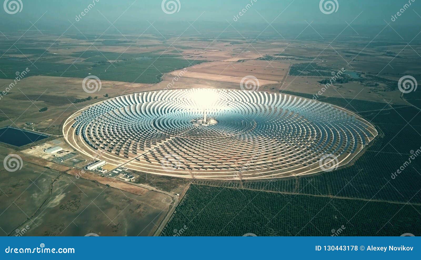 Aerial View of Round Solar Power Station Stock Photo - Image of ecology ...