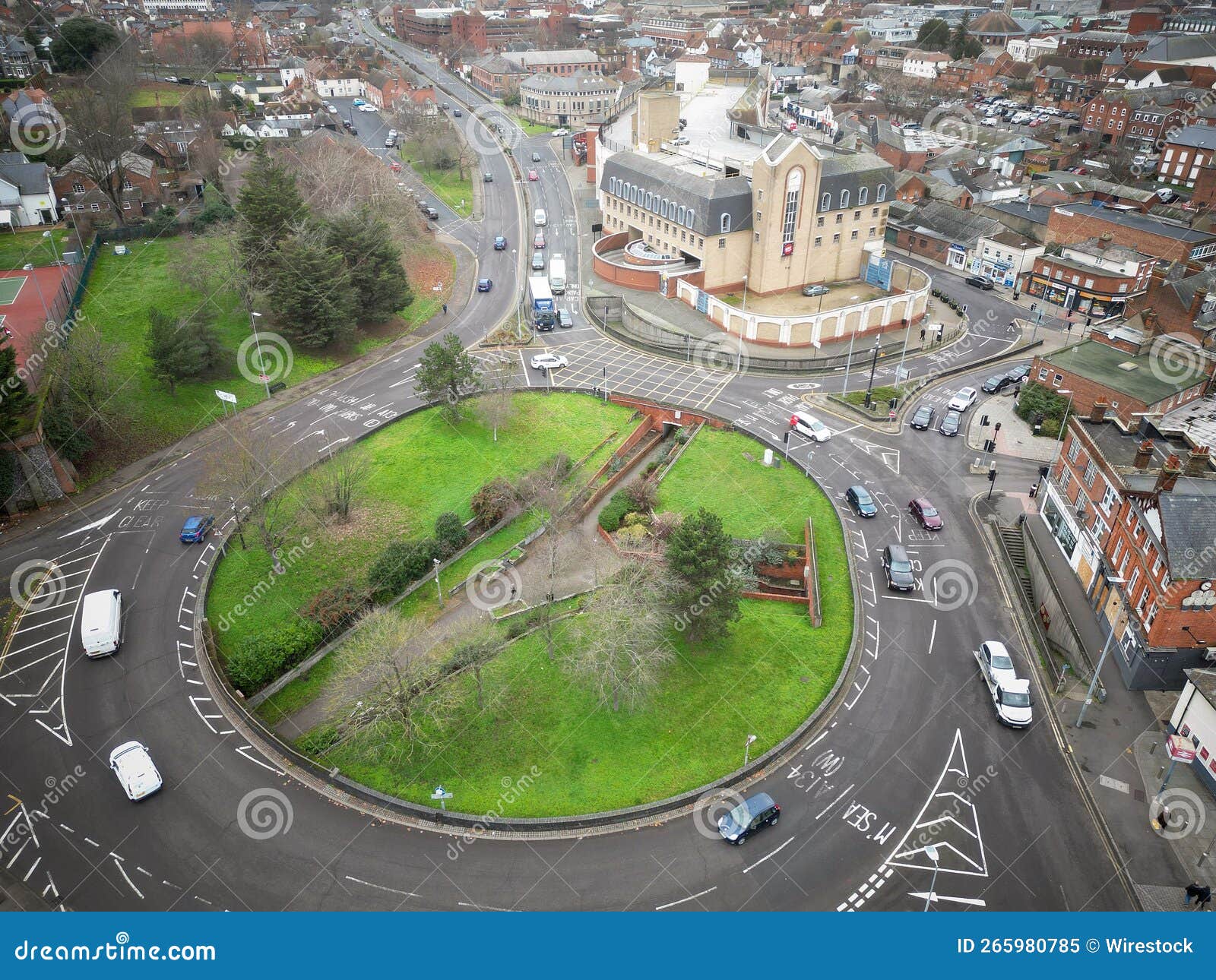 Aerial View of a Roundabout in a City Stock Image - Image of ...