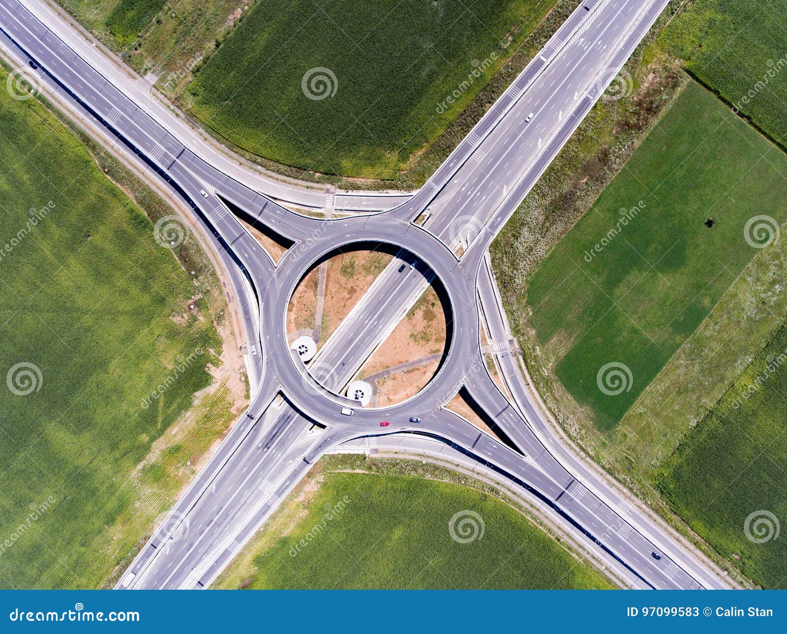 Aerial View of a Roundabout Stock Image - Image of view, roadworks ...