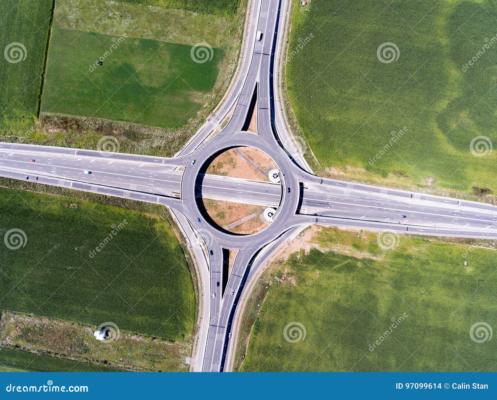 Aerial View of a Roundabout Stock Photo - Image of high, trees: 97099614