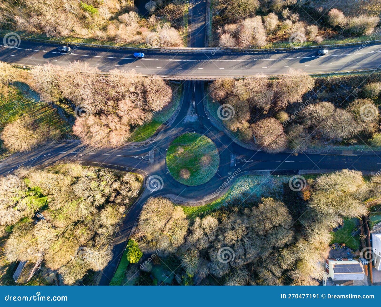 Aerial View of a Roundabout (traffic Circle) in Winter Stock Image ...