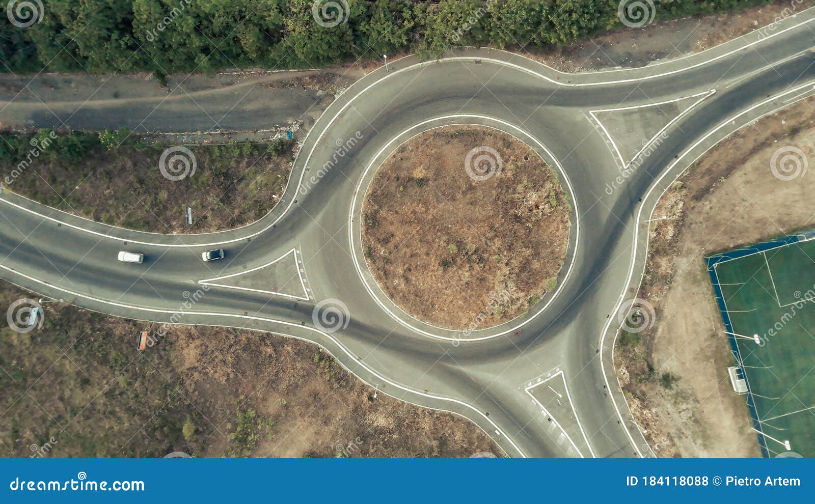 Aerial View of a Roundabout and Vehicle Circulation Stock Photo - Image ...