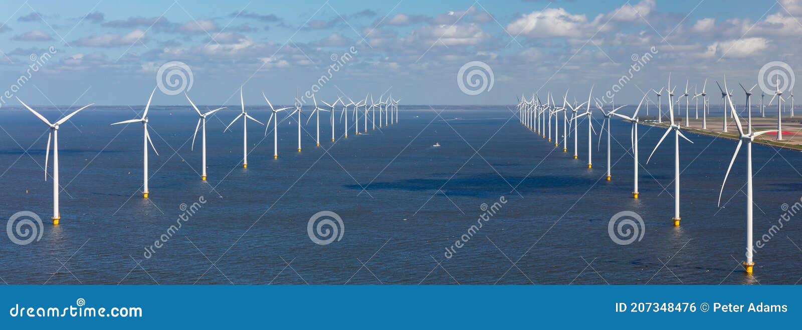 Aerial View of Wind Turbines at Sea - Background Image Stock Photo ...