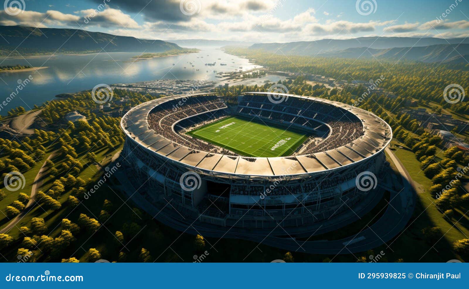 Aerial View of Rugby Ball on Rugby Stadium Stock Image - Image of empty ...