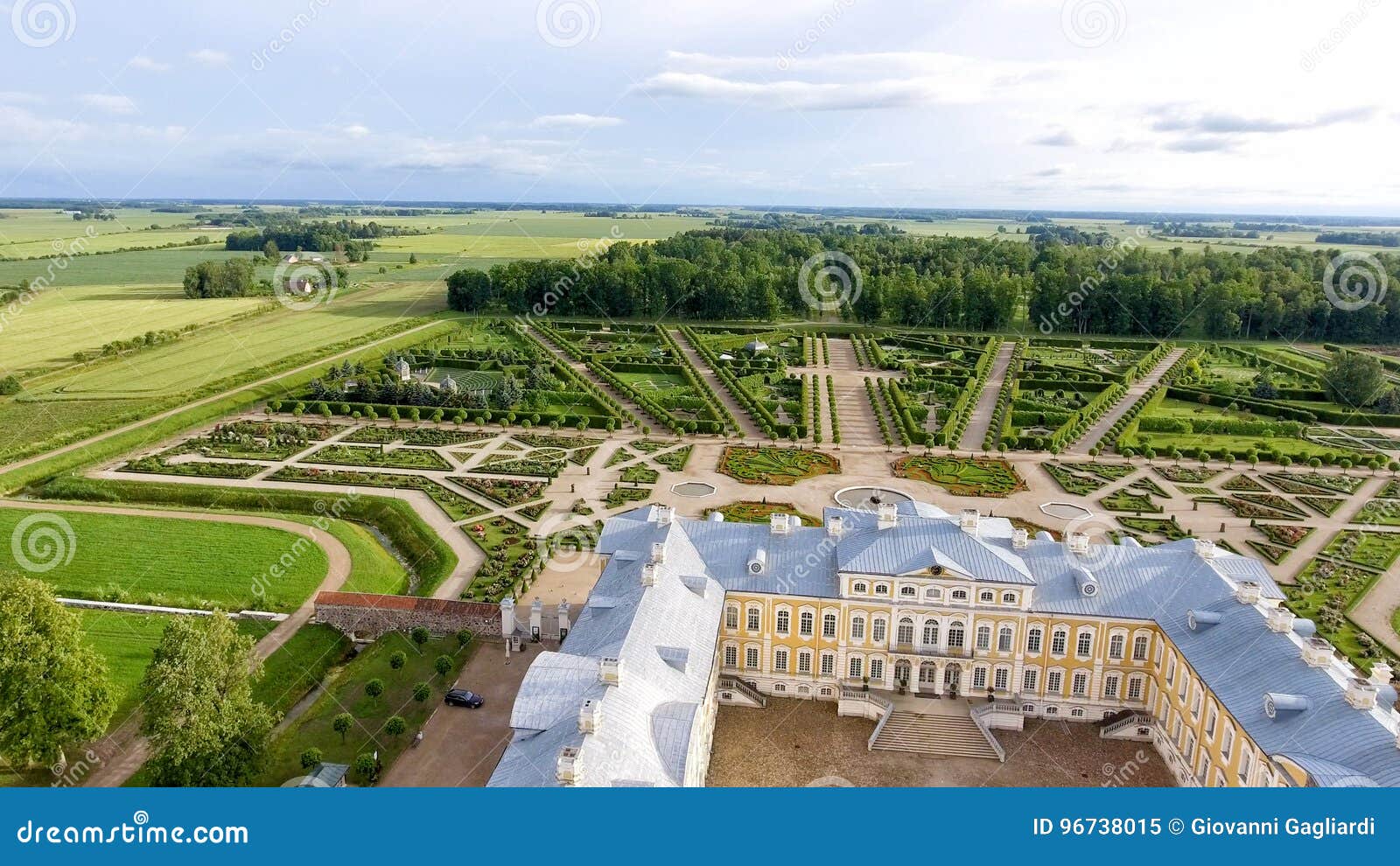 Aerial View of Rundale Castle, Lithuania Stock Image - Image of scene ...