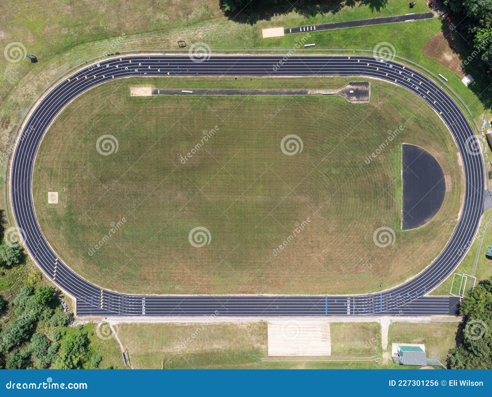 Aerial View of a Running Track Stock Photo - Image of building, grass ...