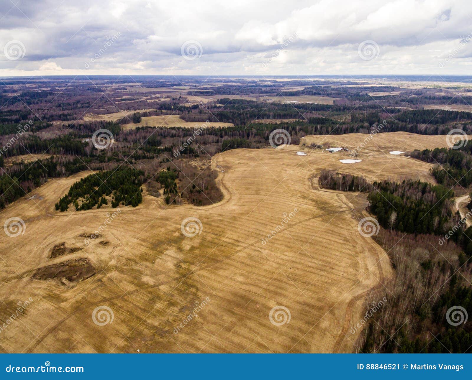 Aerial View of Rural Area with Fields and Forests Stock Image - Image ...