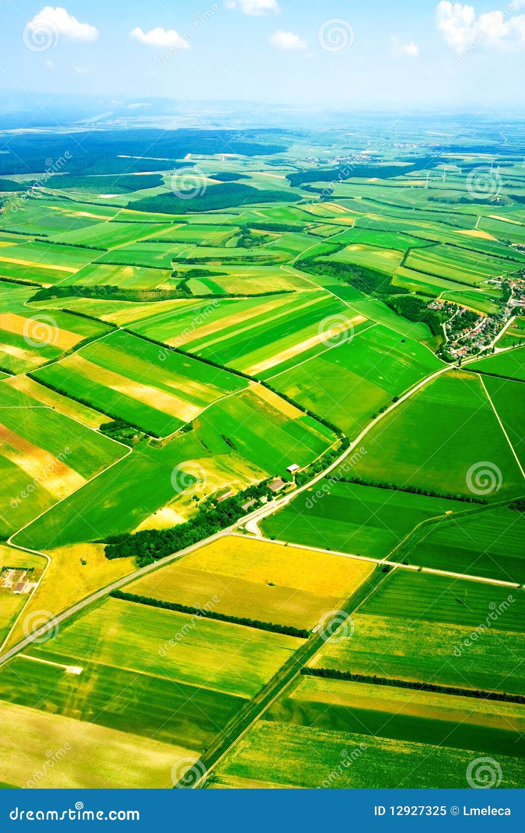 Aerial View of Rural Landscape Under Blue Sky Stock Image - Image of ...