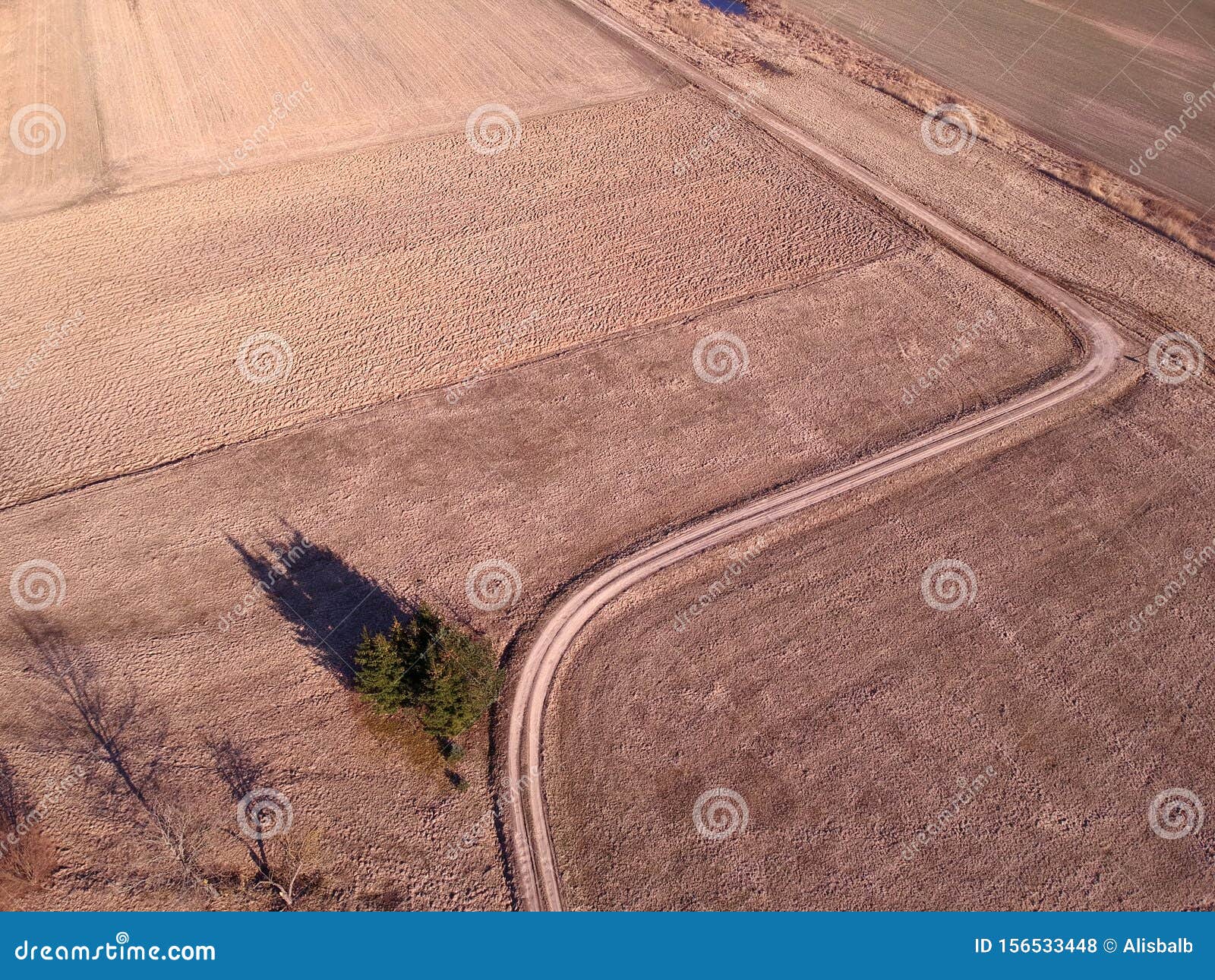 Aerial View of a Rural Road with Bend in Early Spring Stock Photo ...