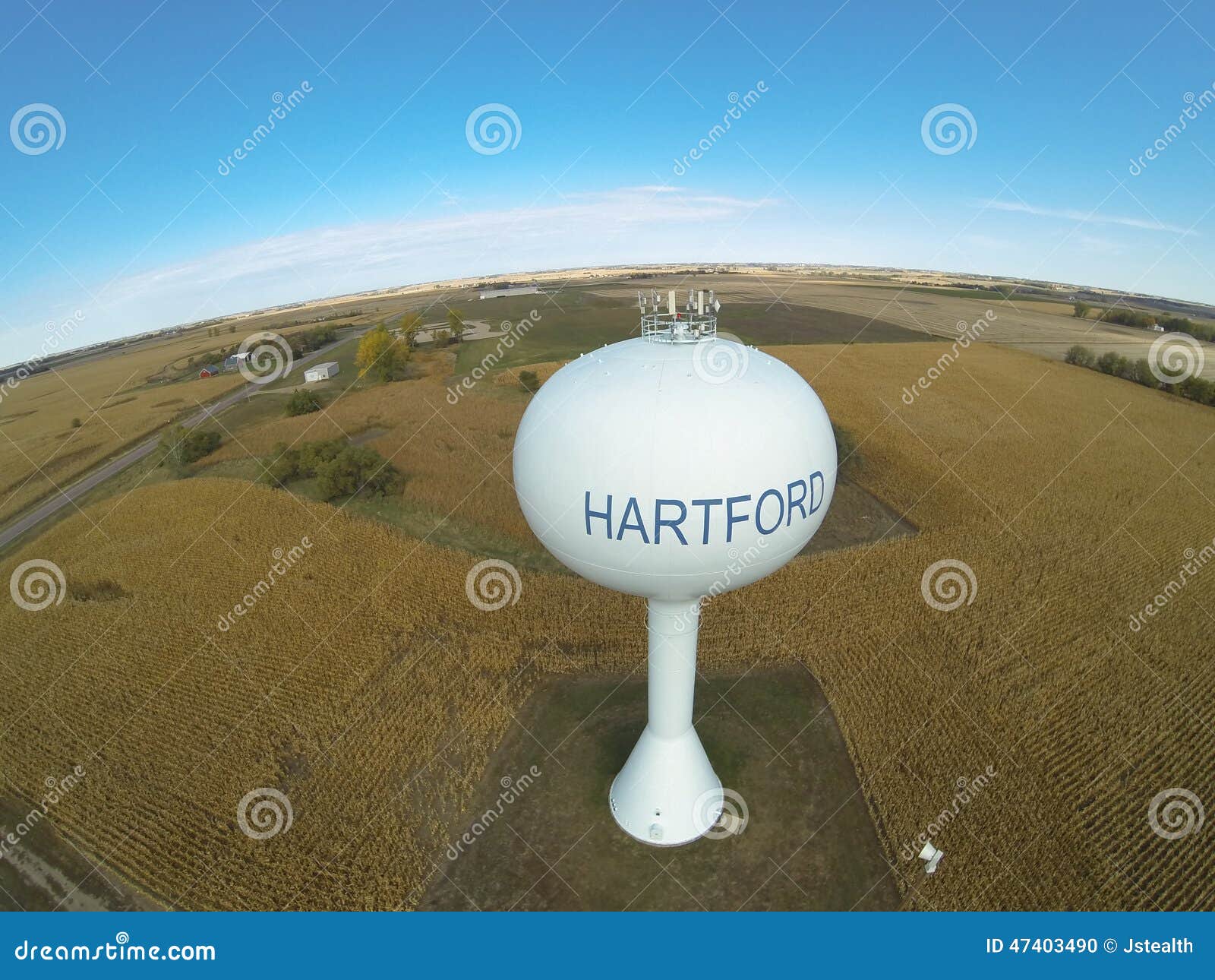 Aerial View of Rural Water Tower Stock Photo - Image of view, corn ...