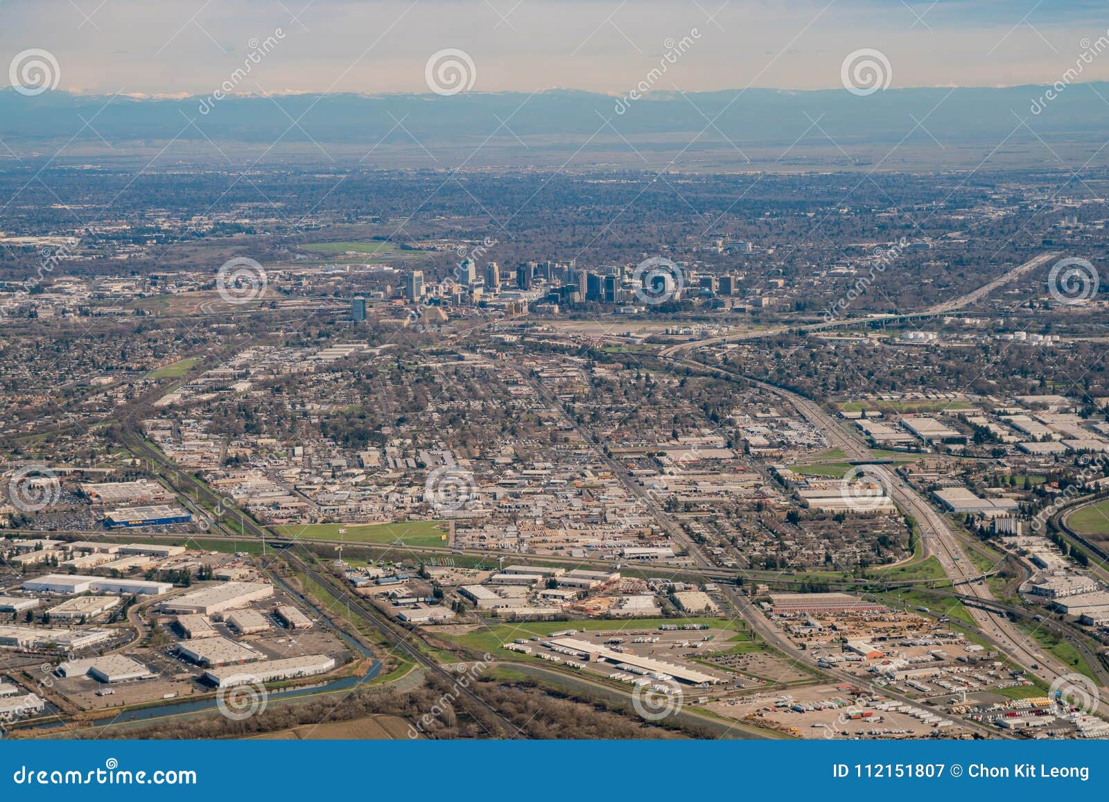Aerial View of the Sacramento Downtown Stock Image - Image of airplane ...