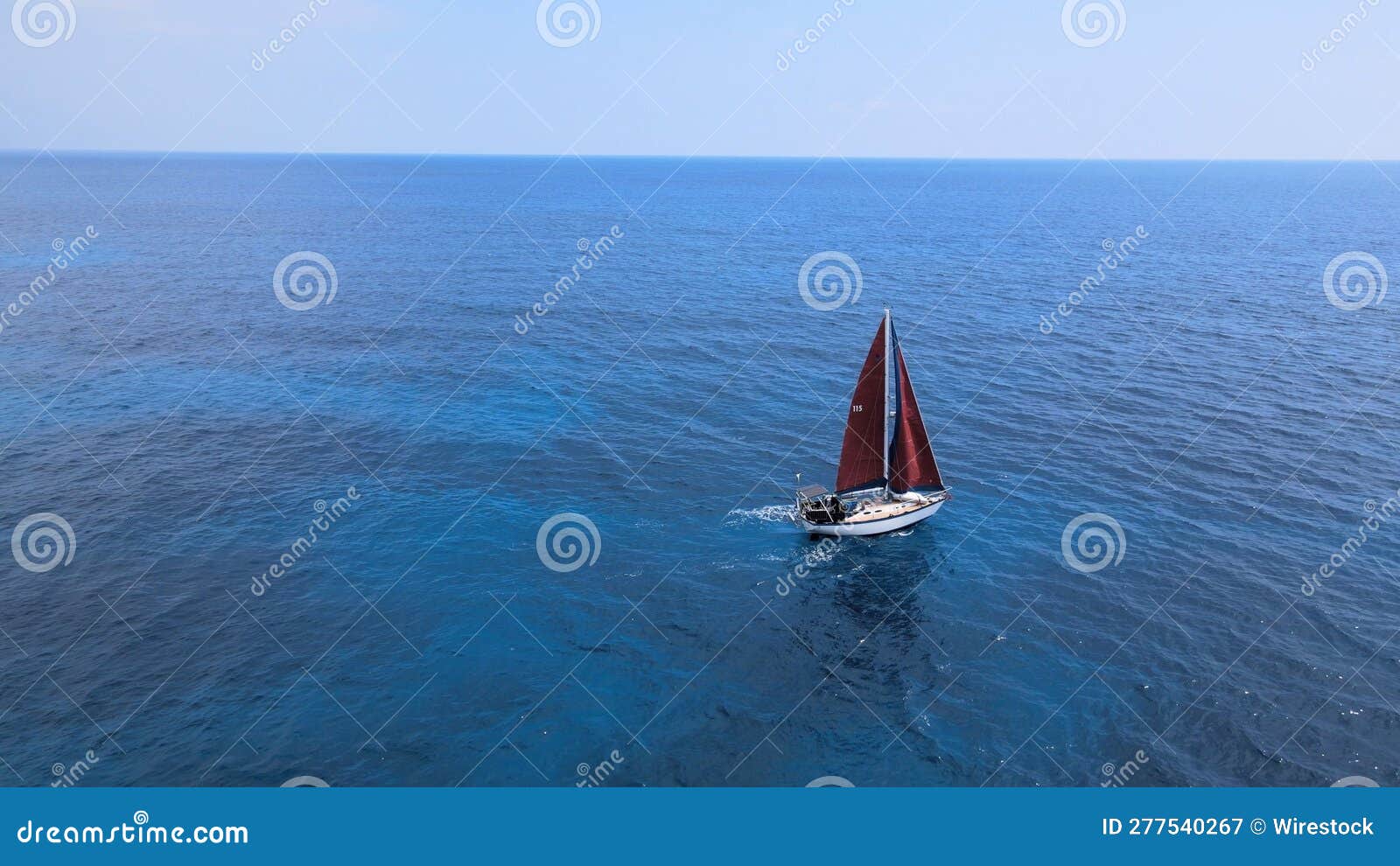 Aerial View of Sailboat Floating in Sea Editorial Photography - Image ...