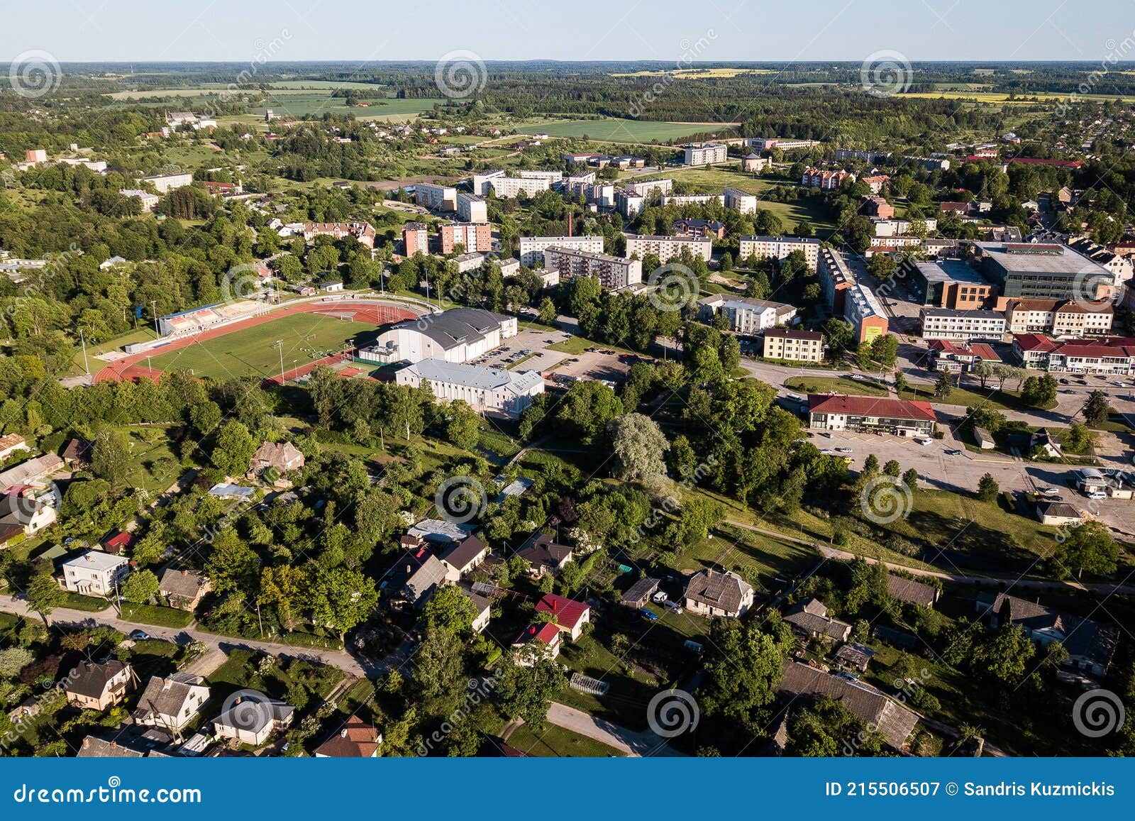 Aerial View of Saldus City, Latvia Stock Image - Image of green, spring ...