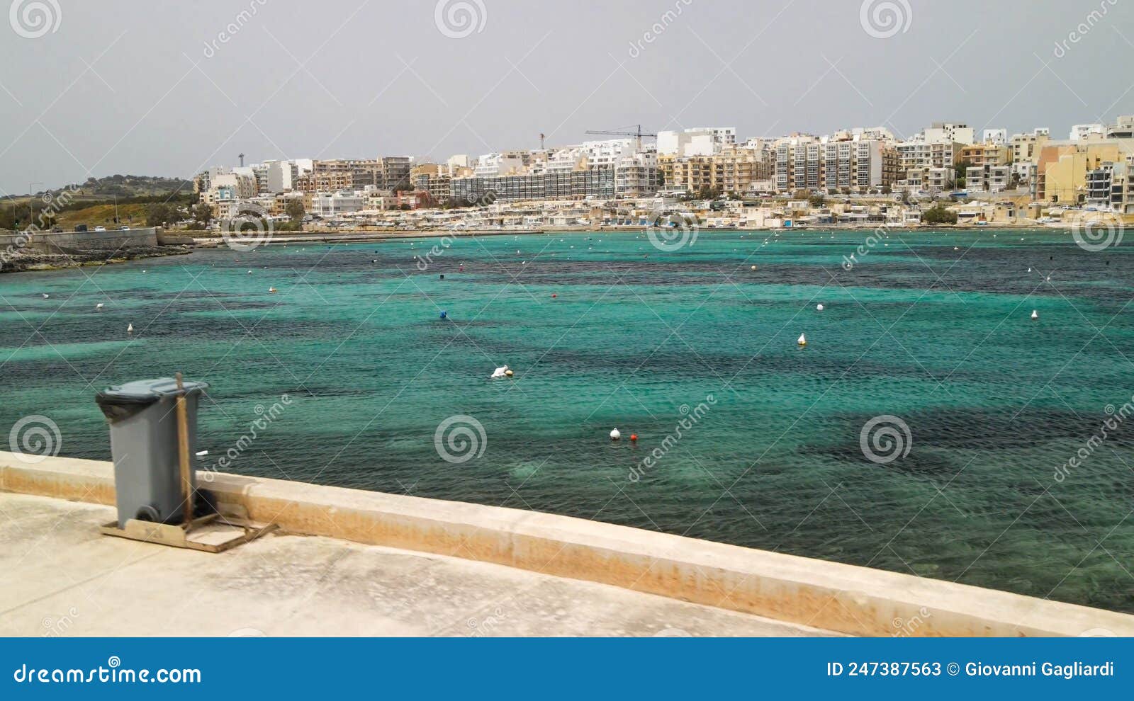 Aerial View of Salina Bay in Bugibba, Malta Stock Image - Image of ...
