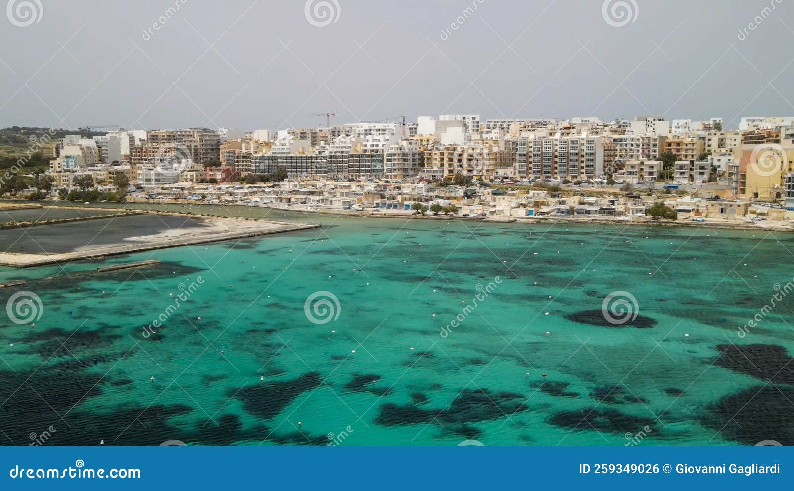 Aerial View of Salina Bay in Bugibba, Malta Stock Photo - Image of ...
