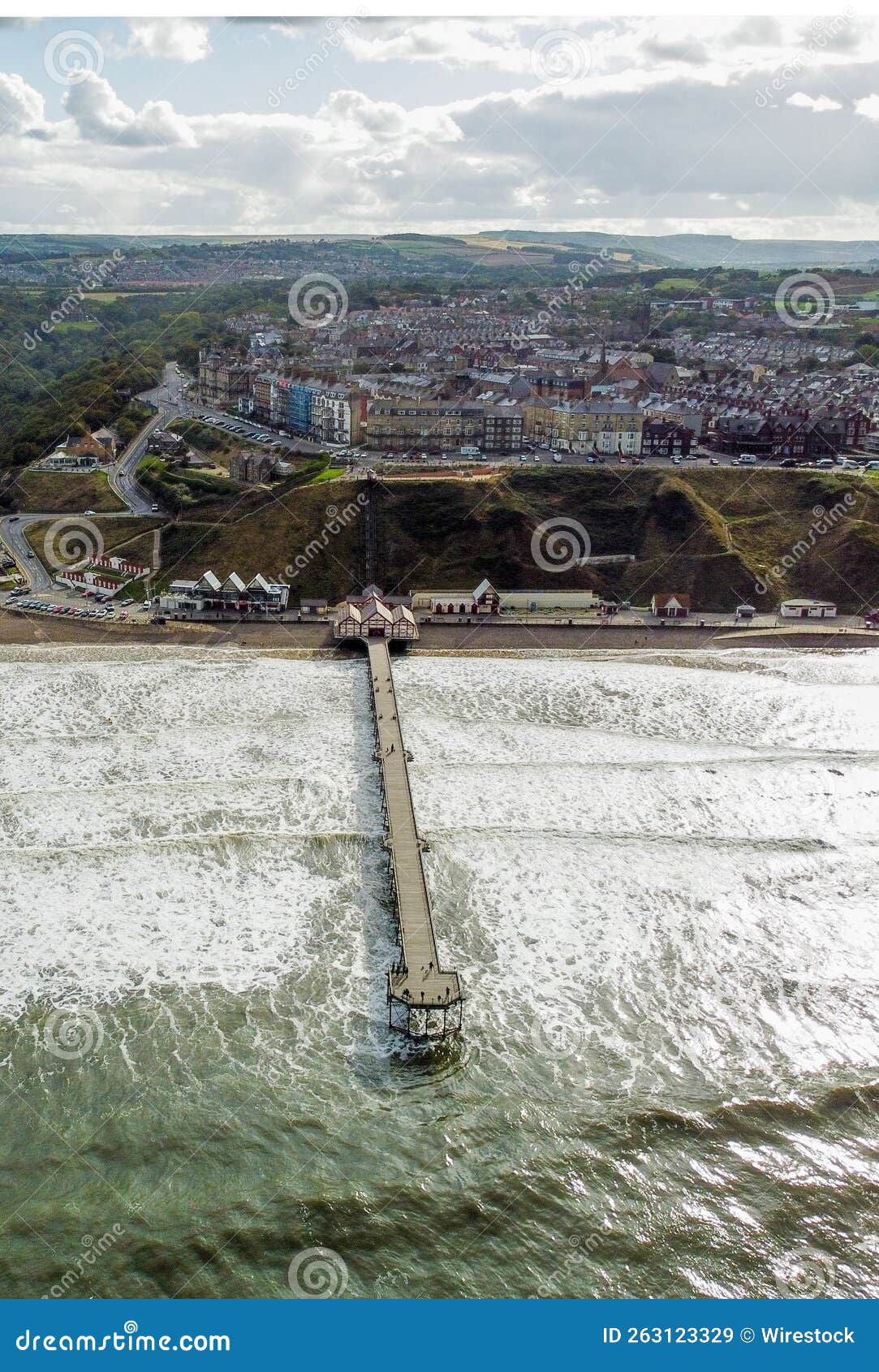Aerial View of Saltburn Pier Stock Image - Image of landmark, pier ...