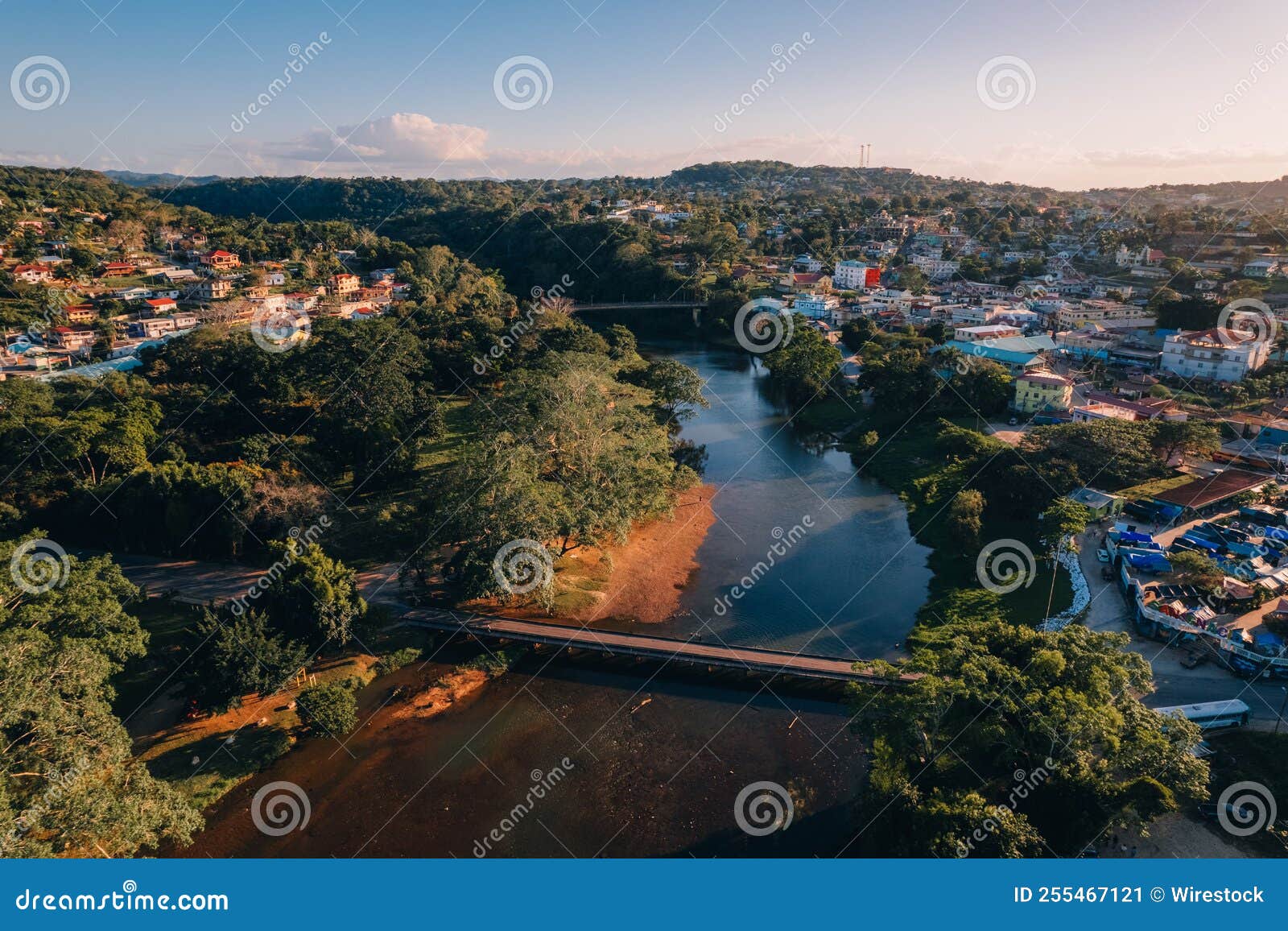 Aerial View of San Ignacio Alongside the Macal River Stock Image ...