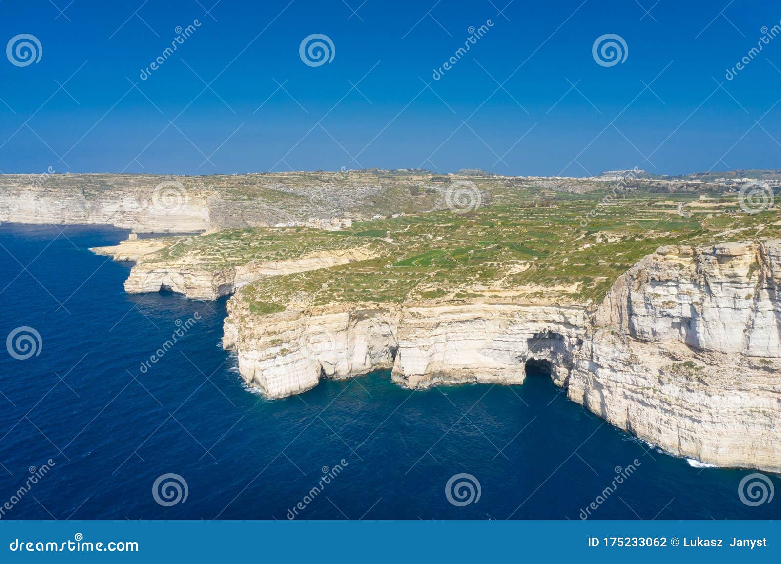 Aerial View of Sanap Cliffs. Gozo Island, Malta Stock Photo - Image of ...