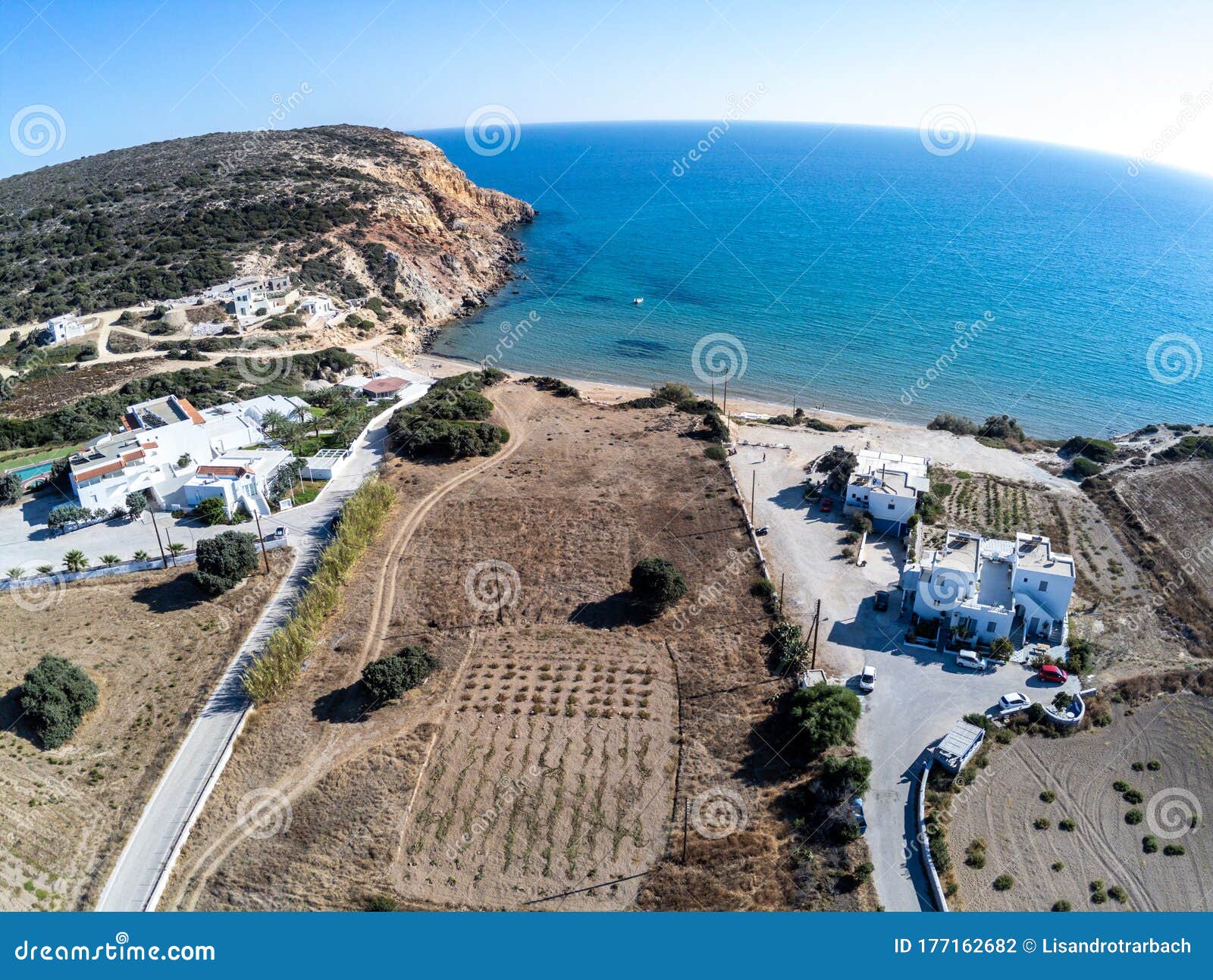 Aerial View with Sand and Cliffs in Provatas Beach Stock Photo - Image ...