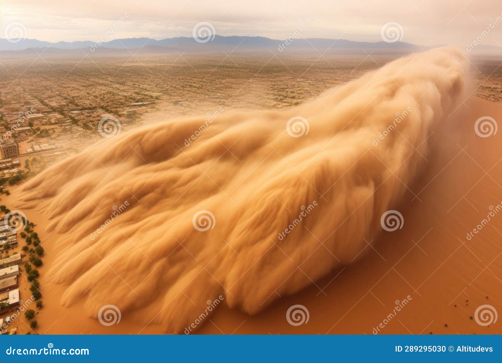 Aerial View of a Sandstorm Sweeping Across the Desert Stock Photo ...