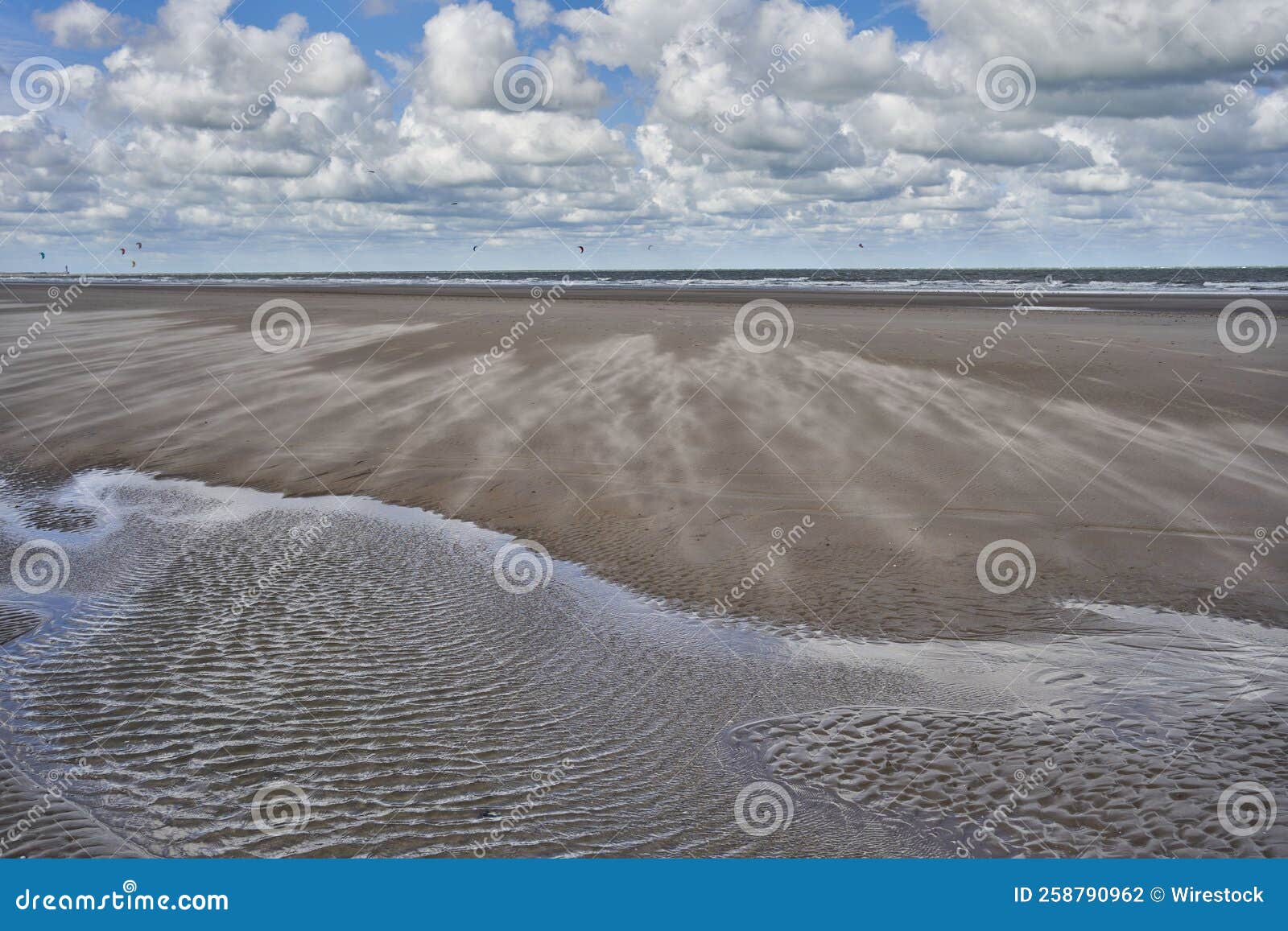 Aerial View of a Sandy Beach on a Cloudy in Dunkirk Stock Photo - Image ...