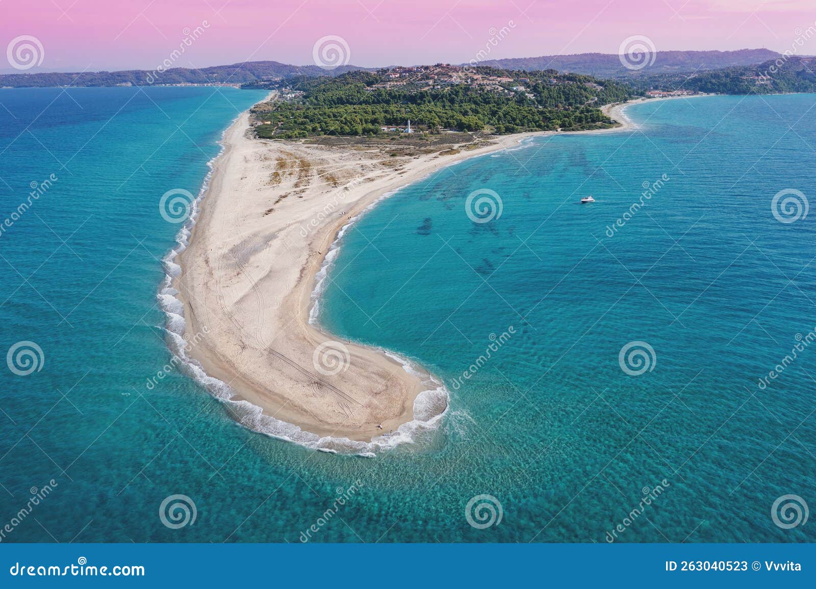 Aerial View of the Sandy Cape Stock Image - Image of beach, greece ...