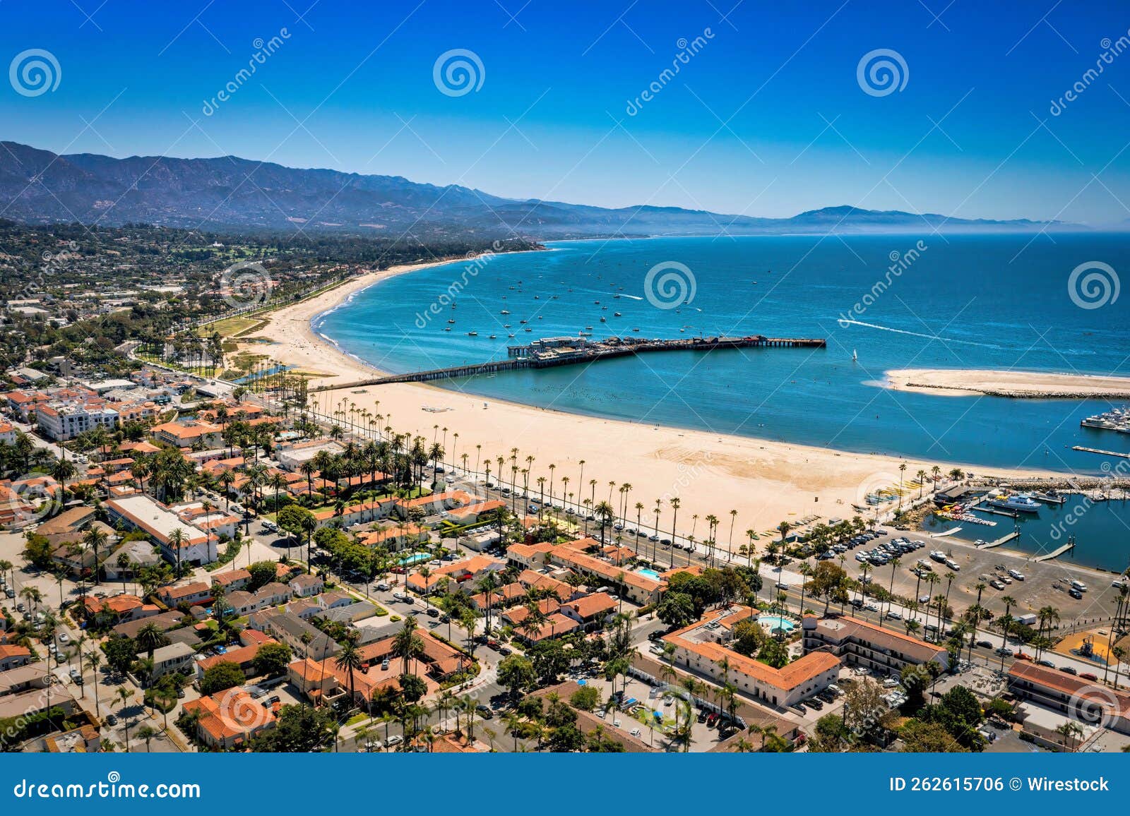 Aerial View of the Santa Barbara Coastline and Pier Stock Photo - Image ...